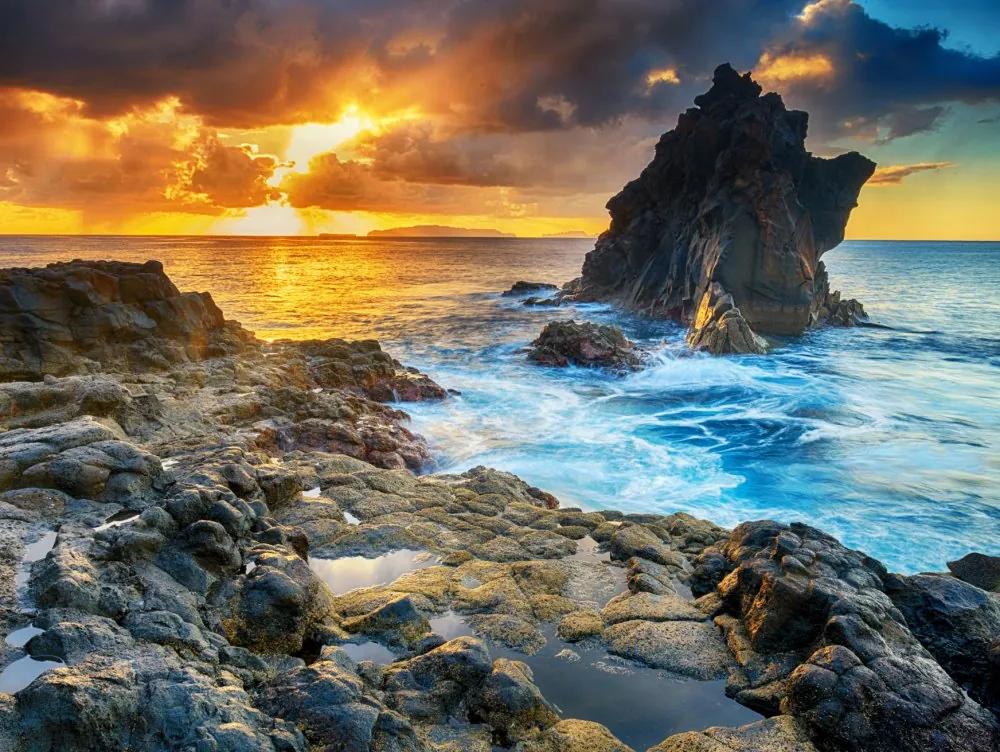 Vícedílný obraz Západ Slunce Na Pobřeží Nedostatek Nedostatek Přírodní plátno 120x90