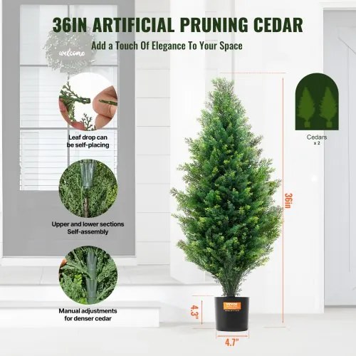 2 Kusů 0,9 m Umělý cedr Topiary Strom Umělá rostlina UV Dekor vnitřní/venkovní