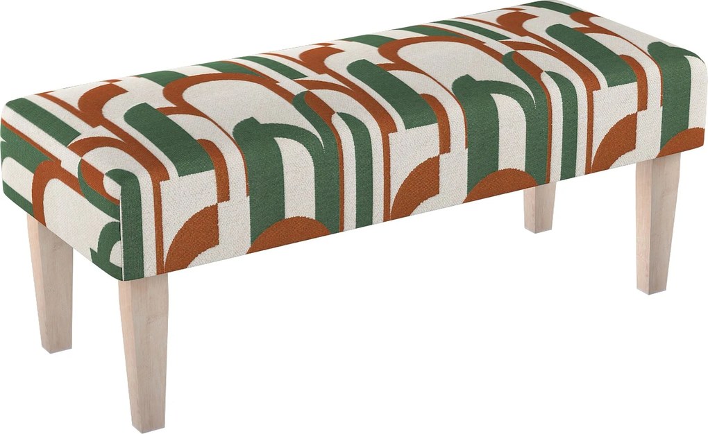 Dlouhá lavička 100x40cm barva zelená látka pletený vzor, vzorované