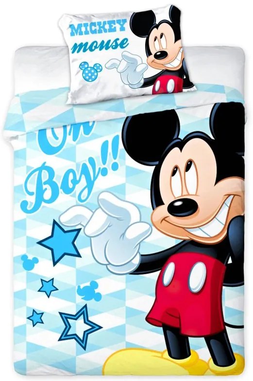 Ložní povlečení do dětské postýlky Mickey Mouse - Disney - 100% bavlna - 40 x 60 cm + 100 x 135 cm
