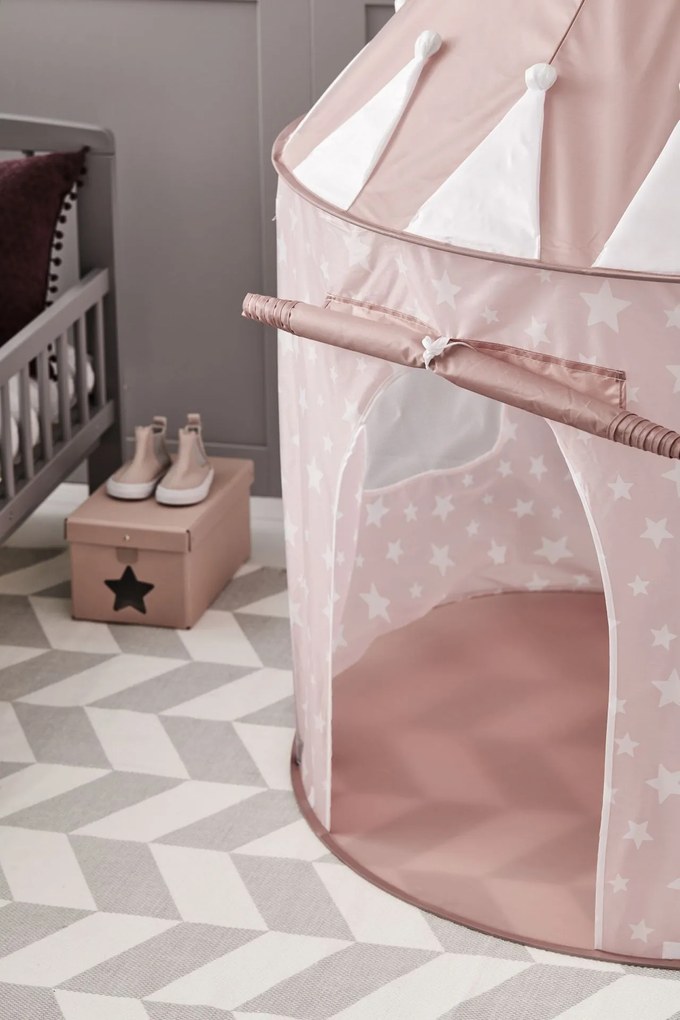 Kids Concept Dětský stan Pink Star Castle 130 cm, růžová barva, plast