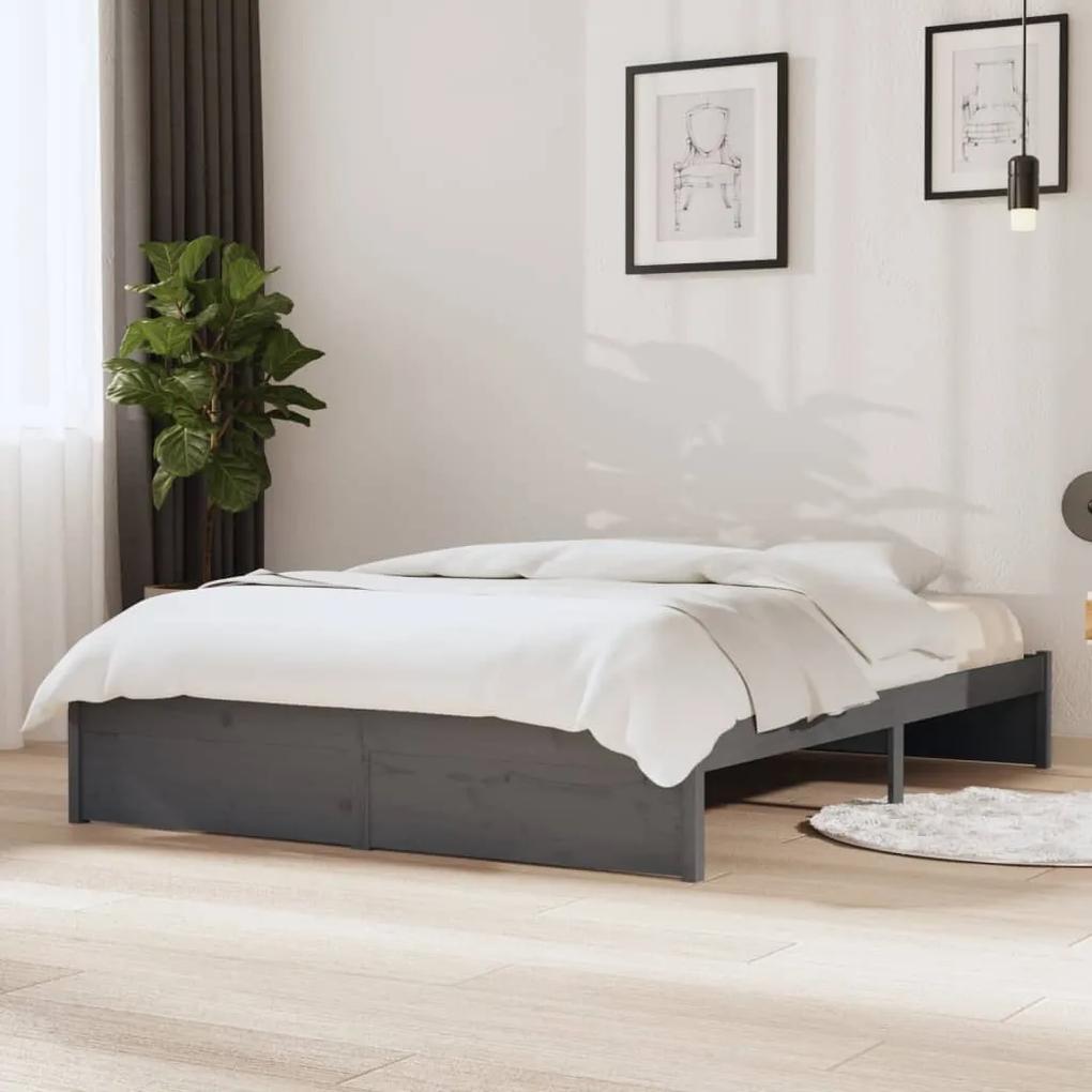 Rám postele šedý masivní dřevo 140 x 200 cm,  814951