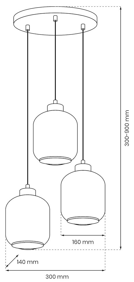 Závěsné svítidlo Sombra, 3x grafitové skleněné stínítko, b, o
