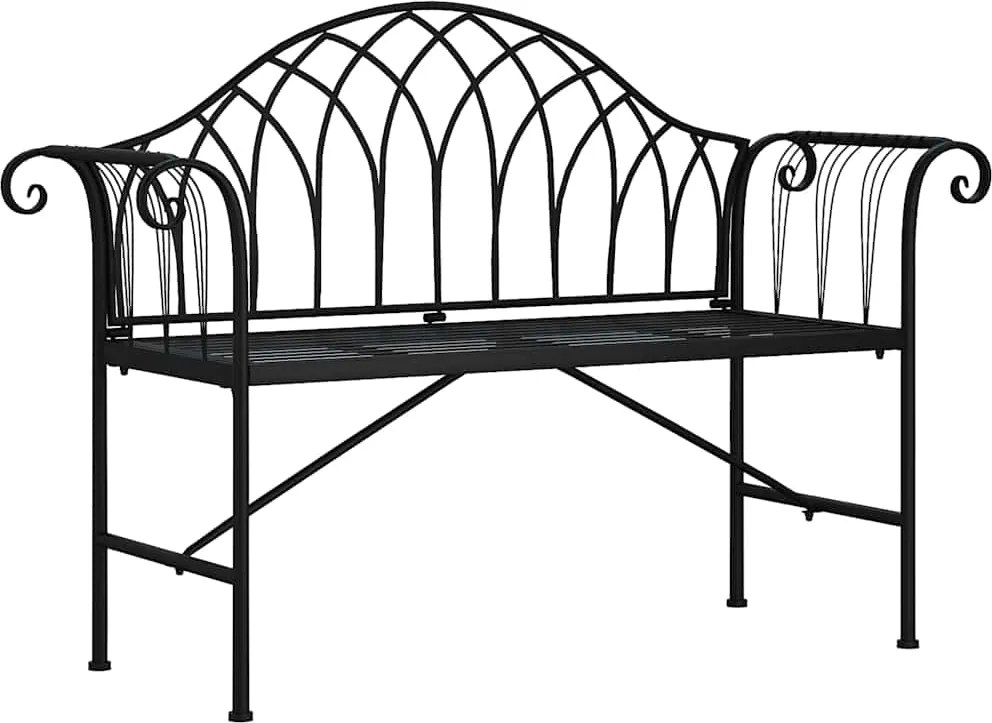 2místná zahradní lavice 128 cm černá ocel 318828