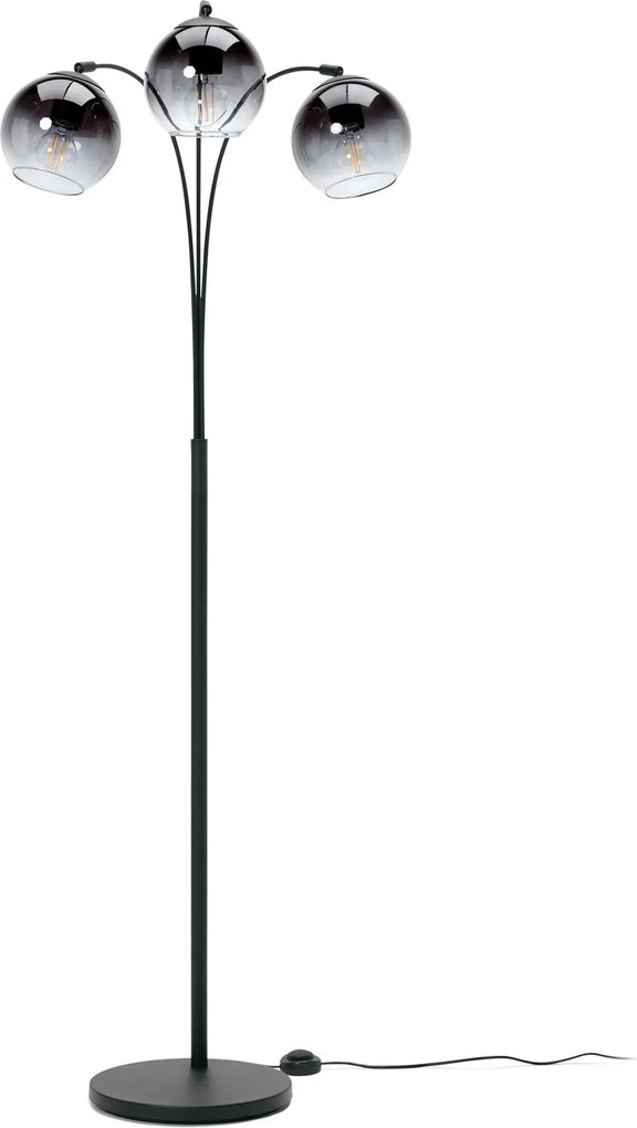 Tchibo - Prohnutá stojací lampa se stínítky z kouřového skla