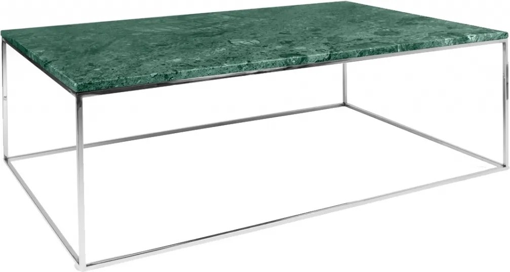 Konferenční stolek Amaro, chromovaná podnož, zelený mramor