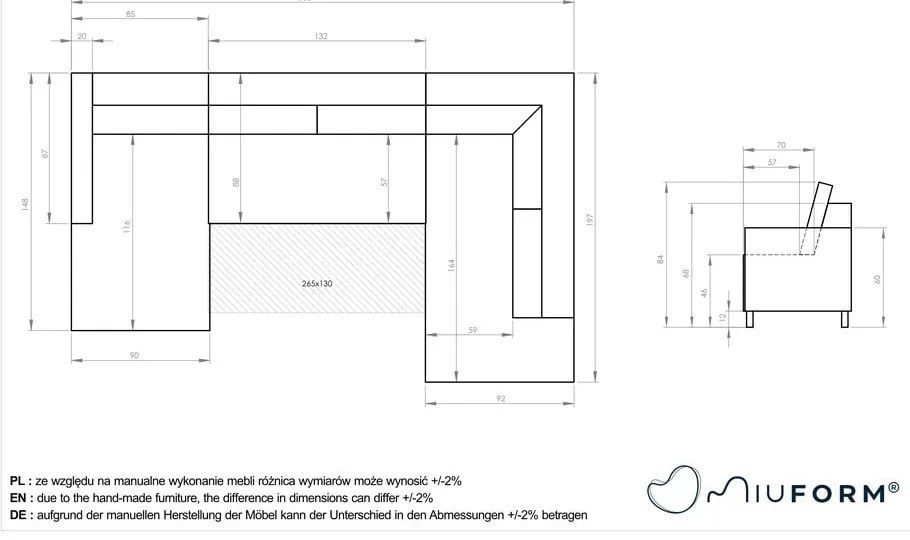 Hnědá manšestrová rozkládací rohová pohovka (pravý roh) Lofty Lilly – Miuform