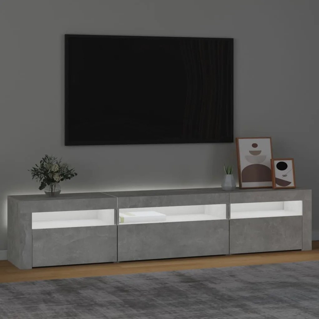 TV skříňka s LED osvětlením betonově šedá 195x35x40 cm 3152741