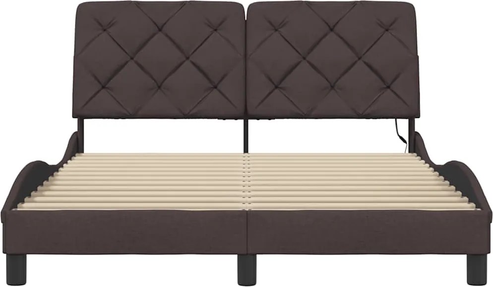 Rám postele s LED bez matrace Tmavě hnědá 120x200 cm Látka 3310660