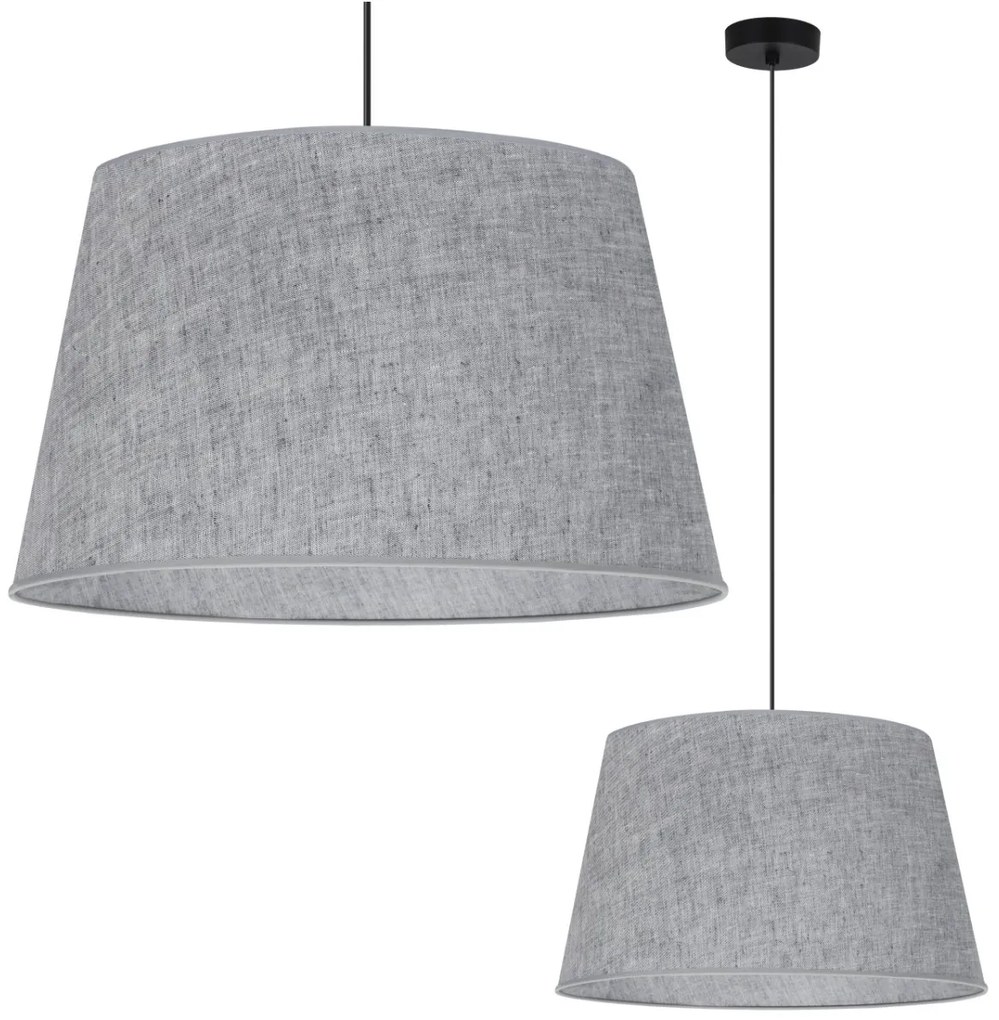 Závěsné svítidlo Jen, 1x šedé textilní stínítko, (fi 44 cm), b