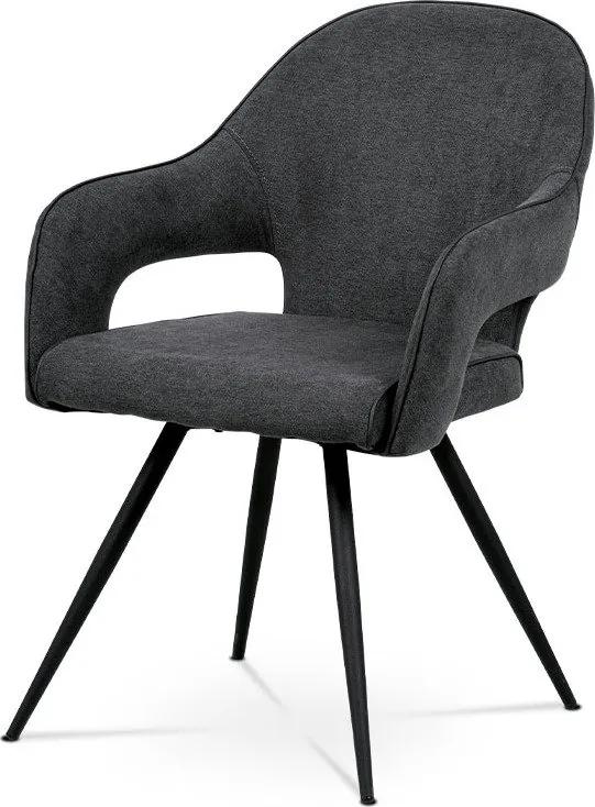 Autronic Jídelní židle, šedá látka, kovová podnož, černý matný lak HC-031 GREY2