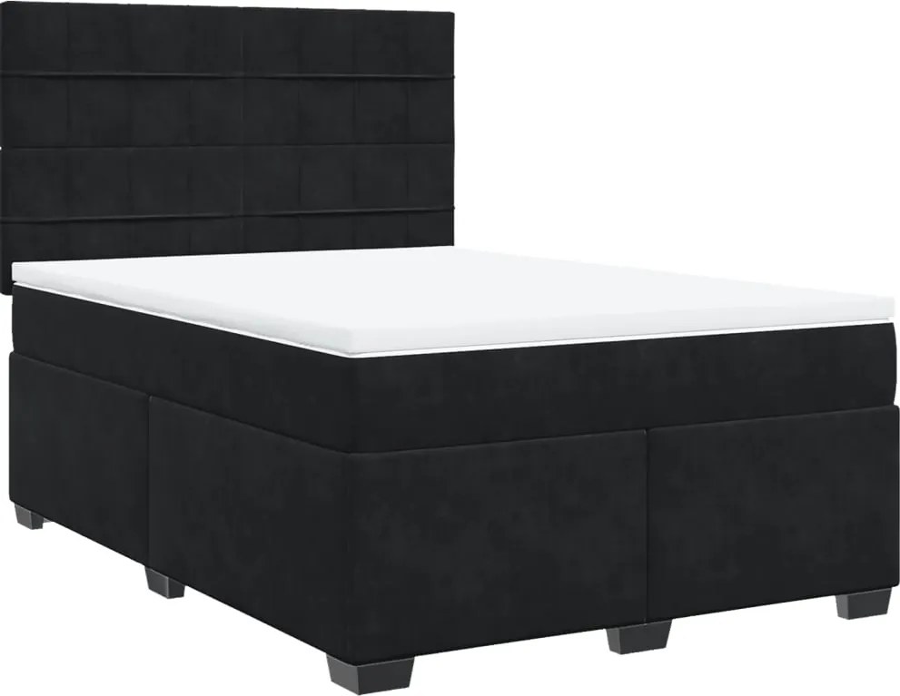 Box spring postel s matrací černá 140 x 190 cm samet 3293208