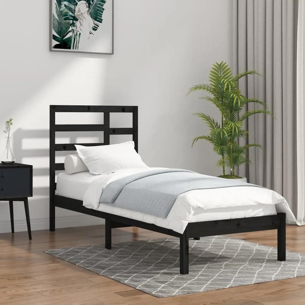 vidaXL Rám postele masivní dřevo 75 x 190 cm Small Single [3105759] Barva: Černá