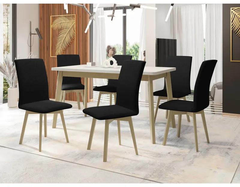 Jídelní jídelní stůl se 6 židlemi AL24, Barva dřeva: dub artisan - L, Potah: Soro 28, Barvy nožiček: Bíla