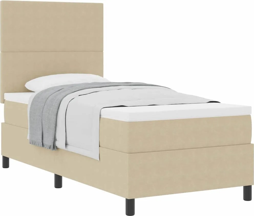Postel s boxspringem s čelo Světle šedá a bílá 80 x 200 cm 3337534