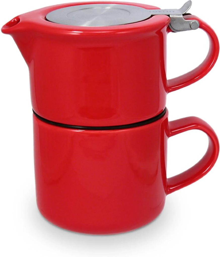 TeaForOne čajová konvička se sítkem a šálkem červená - ForLife | BIANO