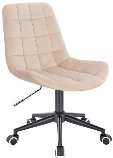 LuxuryForm DESIGN Otočná židle PARIS VELUR na černé podstavě s kolečky - krémová