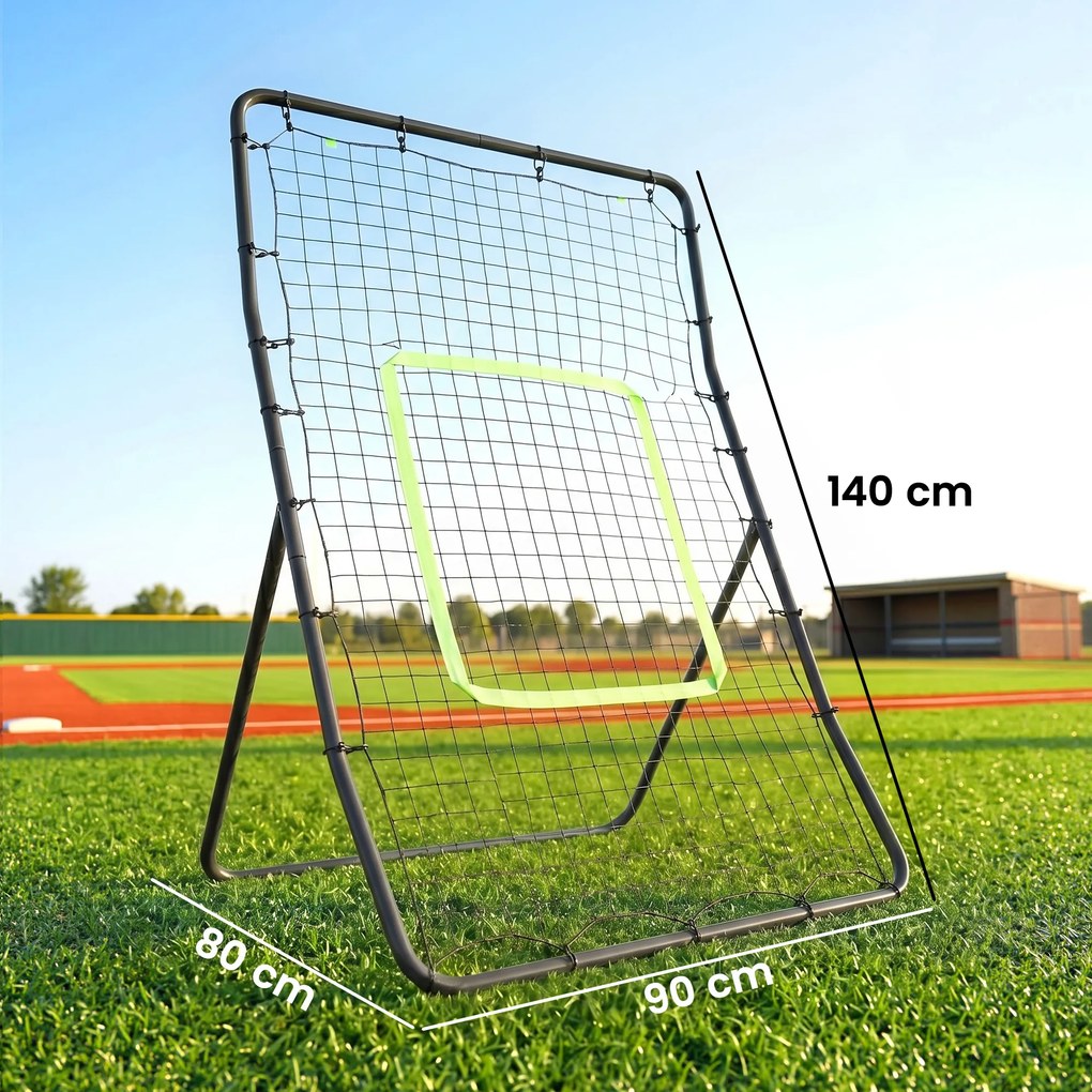 HOMCOM Kickback odrazová branka 75x126cm, odrazová stěna z oceli a PE, tréninková pomůcka pro fotbal, černá | Aosom.de