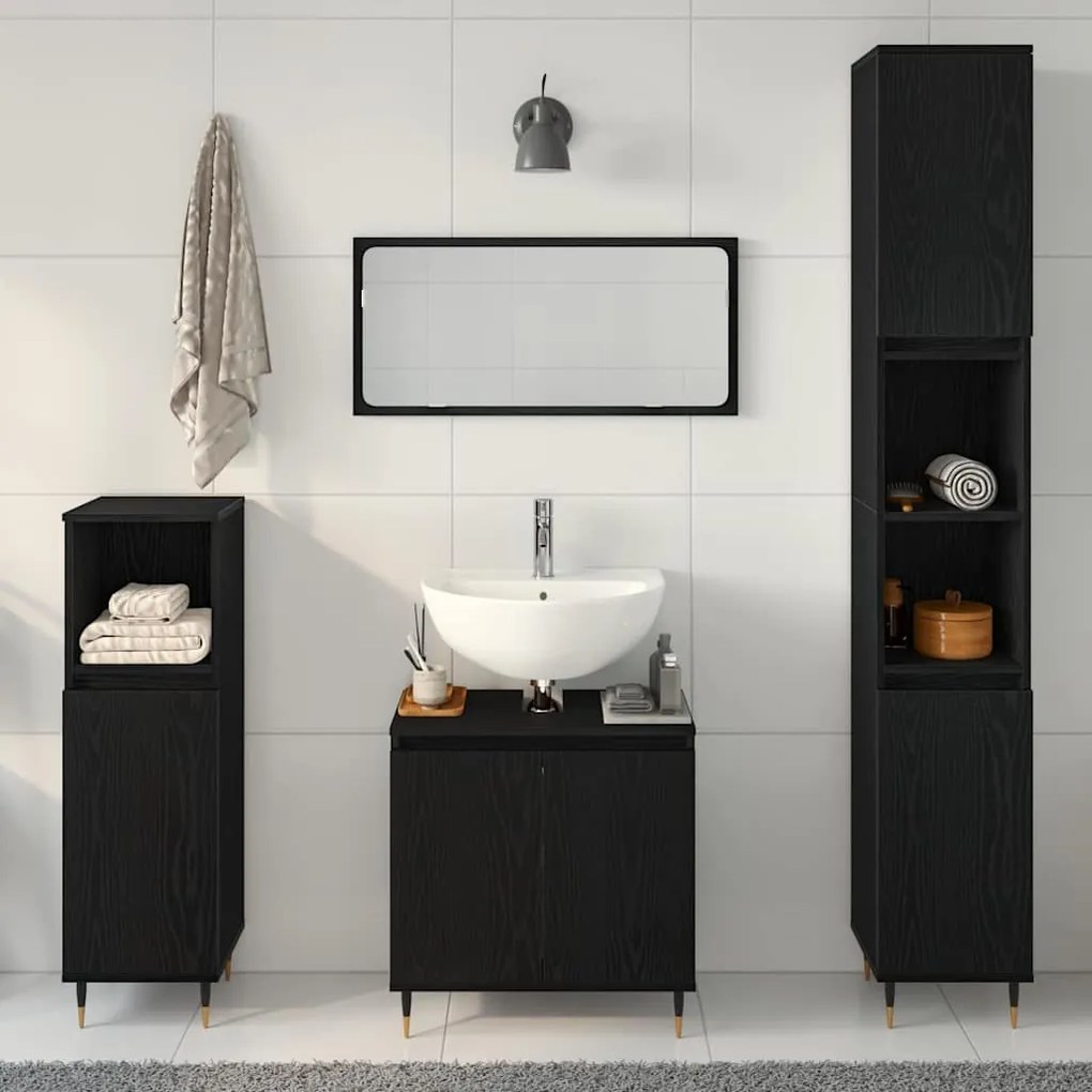 Sada koupelnového nábytku 3 ks Černý dub 30 x 30 x 190 cm 3333098