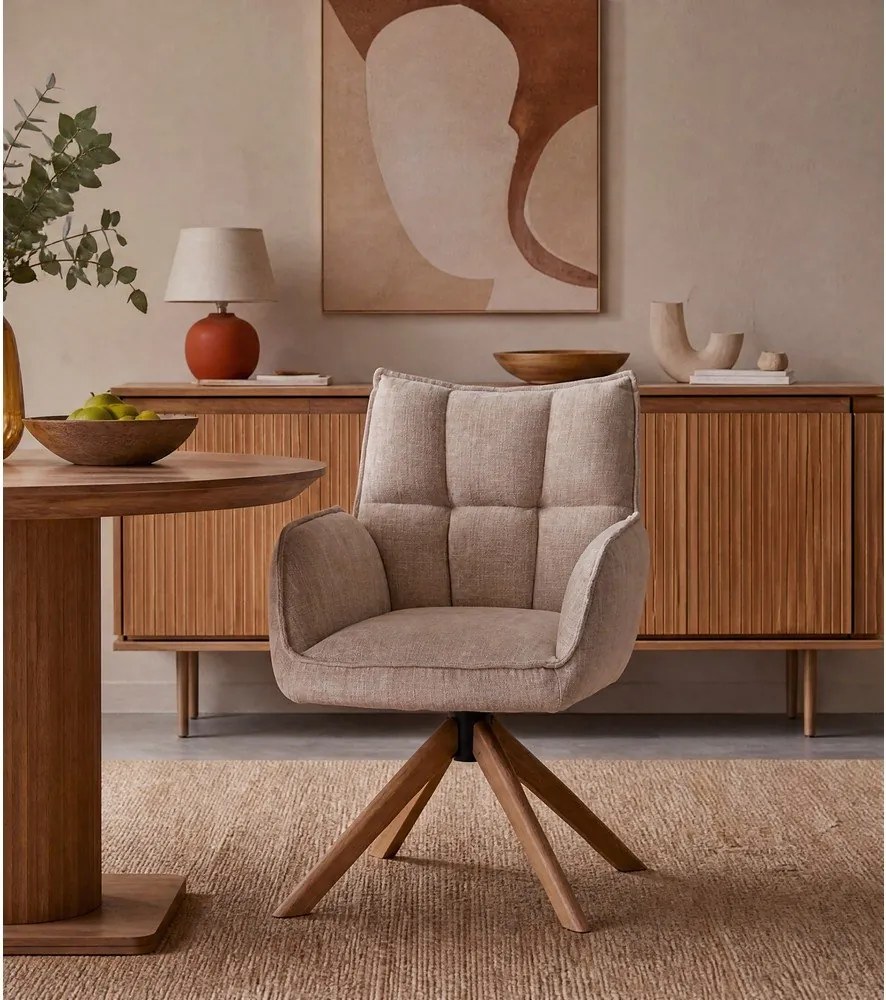 Krémová čalouněná jídelní křesla v sadě 2 ks Marilla – Unique Furniture