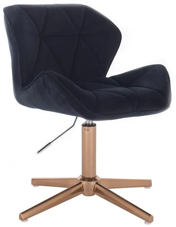 LuxuryForm DESIGN Otočná židle MILANO VELUR na zlatém kříži - černá