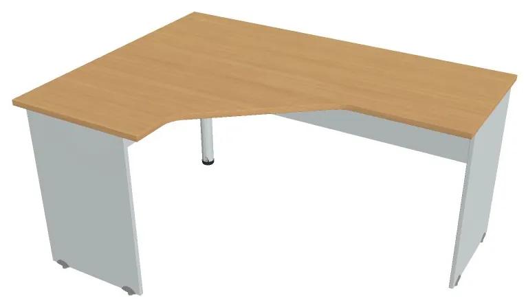 Stůl ergo pravý 160*120 cm - Hobis Gate GEV 60 P Dekor stolové desky: buk, Dekor lamino podnože: šedá, Barva nohy: stříbrná