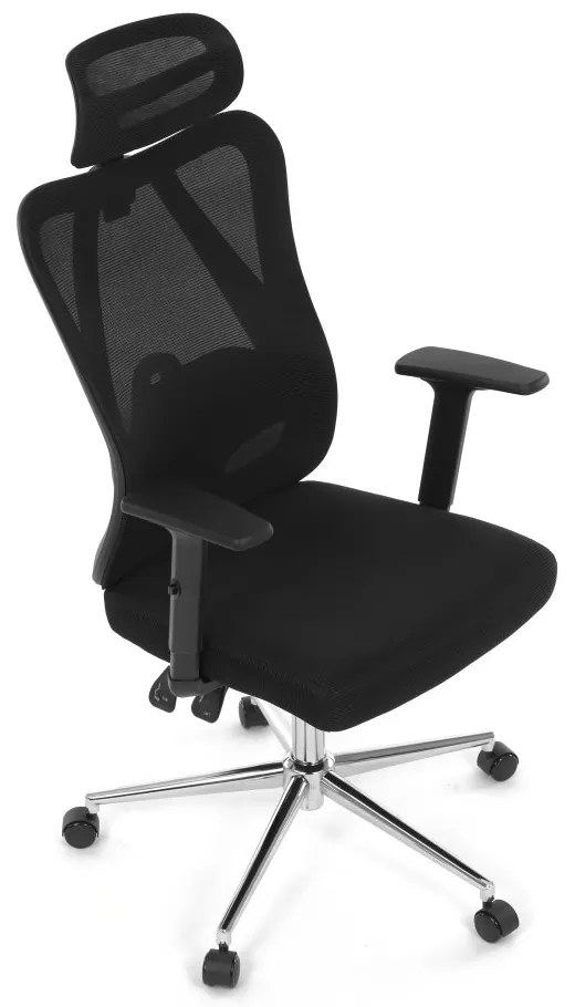 Kancelářská ergonomická židle LUMOS — síť / látka, černá