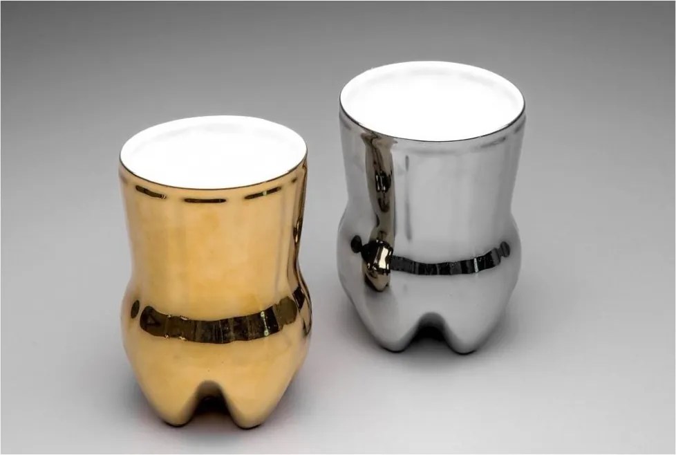 Sklenice Cola Cup GOLD – QUBUS, zlatá, porcelán