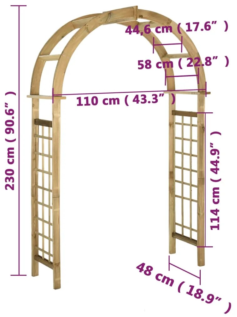 vidaXL Marketos Zahradní oblouk/treláž zelený impregnované borové dřevo