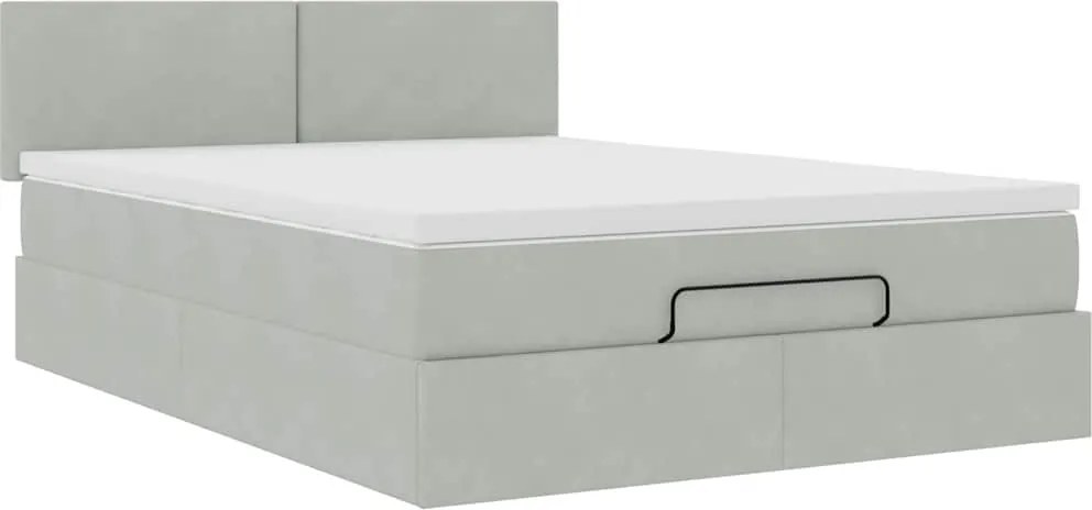 Osmanský rám postele s matrací světle šedá 140x190cm samet 3312548