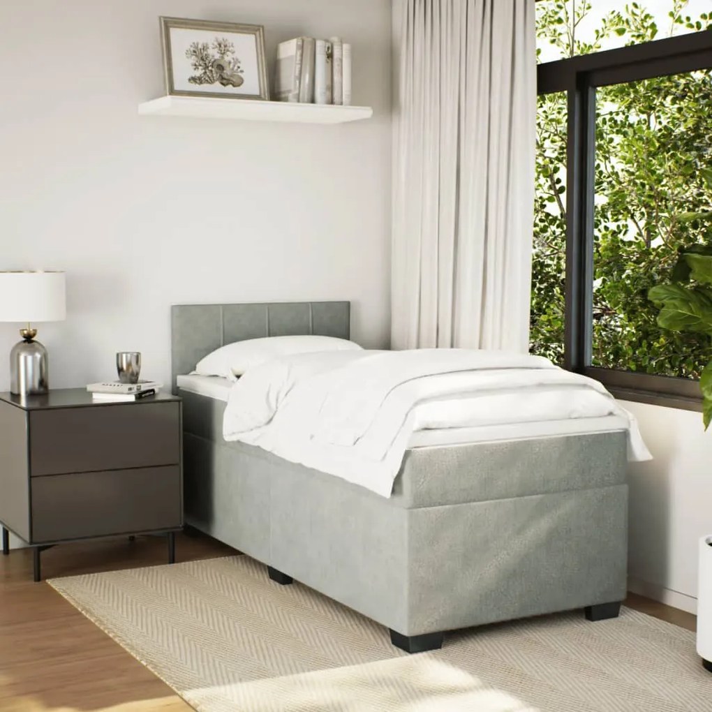 Box spring postel s matrací světle šedá 80 x 200 cm samet 3288462