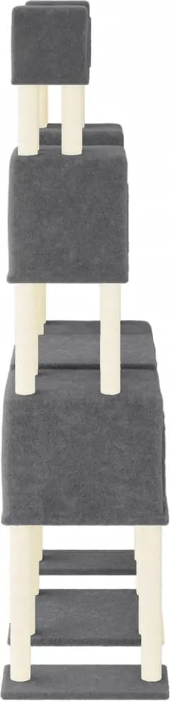 Škrabadlo pro kočky se sisalovými sloupky tmavě šedé 199 cm 172081