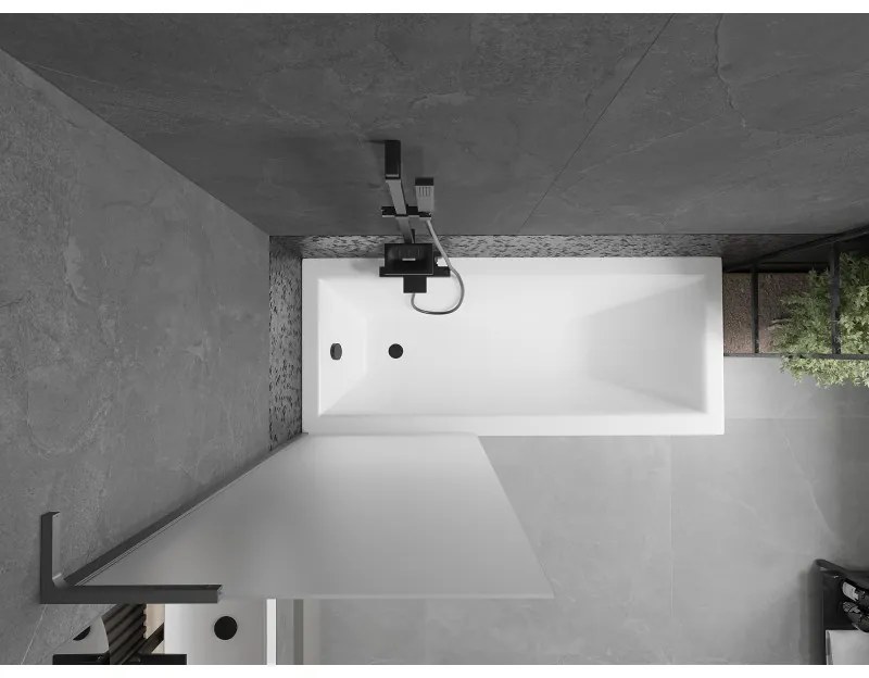 Mexen Next L, 1-křídlová vanová zástěna 70 x 150 cm, 6mm sklo námraza, grafitový profil, 895-070-000-03-30-95