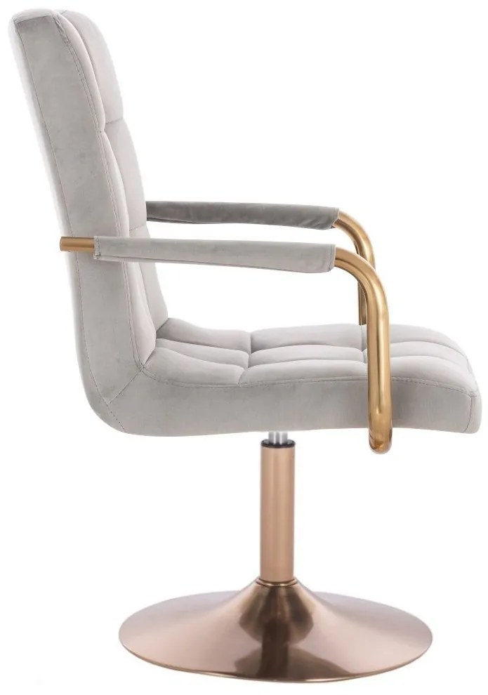 LuxuryForm DESIGN Otočná židle VERONA GOLD VELUR na zlatém talíři - světle šedá