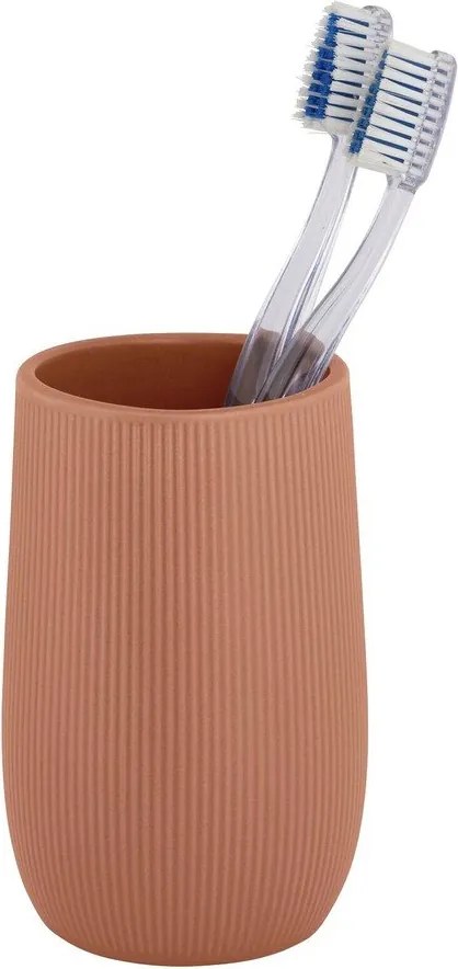 Hnědý keramický kelímek na zubní kartáčky Fablo – Wenko