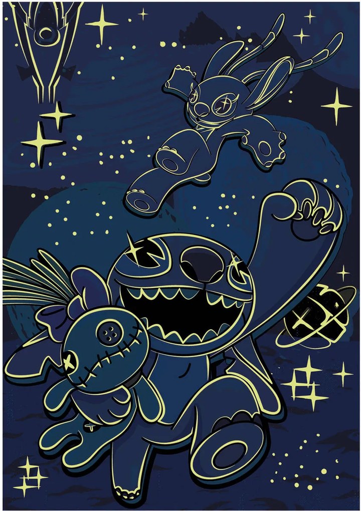 DINO Puzzle XL Stitch 100 dílků neon skládačka 33x47cm svítí ve tmě dn394216