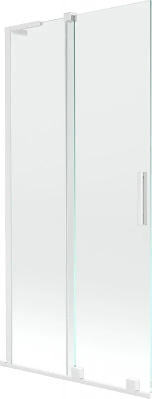 Mexen Velar L, 2-křídlová posuvná vanová zástěna 90 x 150 cm, 8mm čiré sklo, bílý profil, 896-090-003-01-20