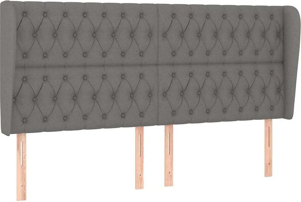 Čelo postele typu ušák tmavě šedé 203x23x118/128 cm textil 3118315