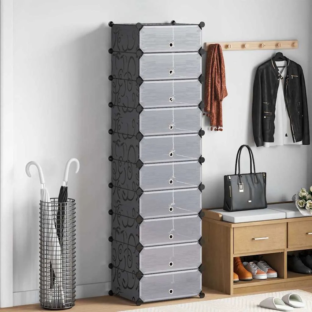 Organizér na boty s 10 přihrádkami, černý 244920