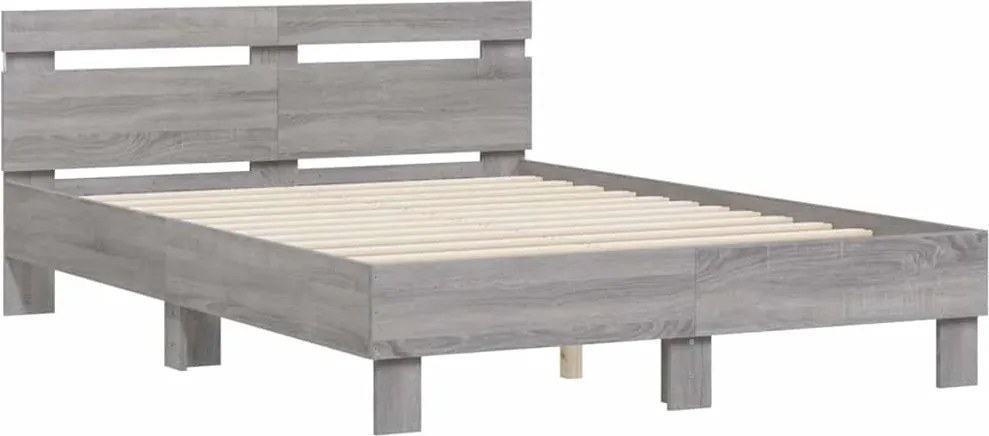 Rám postele s čelem a LED osvětlením šedý sonoma 135 x 190 cm 3207572