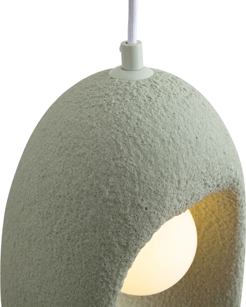 Japandi Pendant Lamp White with Organic Light Green Shade 3-Light - Moonstone