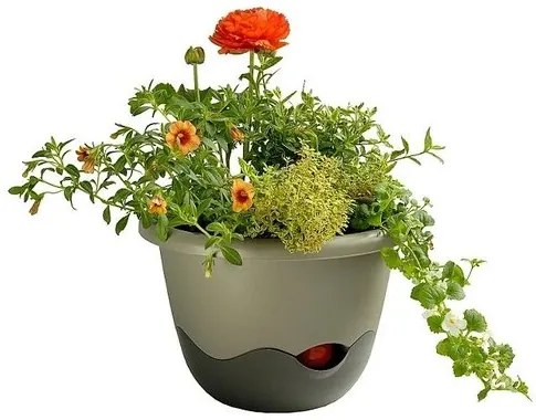 Samozavlažovací květináč Mareta 25 antracit, závěs, závěsný, Plastia, pr. 25 cm