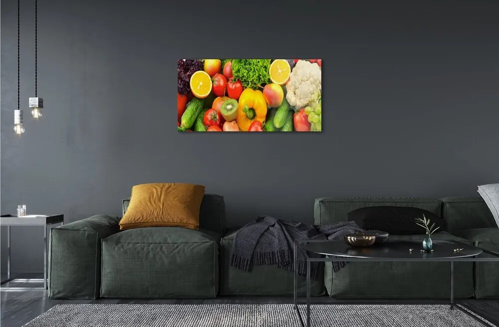 Obraz na skle Květák okurka Kiwi 120x60 cm