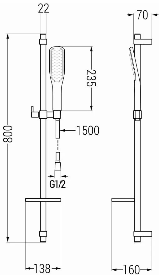Mexen sprchový set DQ49, černá/zlatá, 785494581-75
