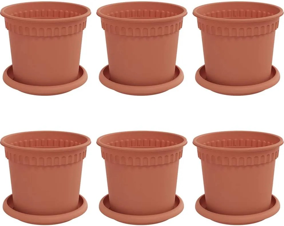 Květináče 6 ks Cihlově červená Plast 3403255