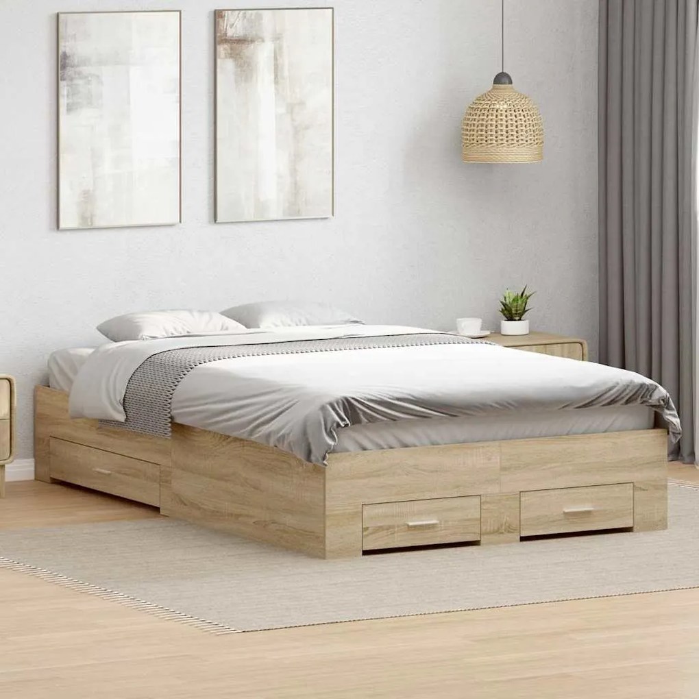 Rám postele se zásuvkou Hnědá 140 x 200 cm Kompozitní dřevo 3345121