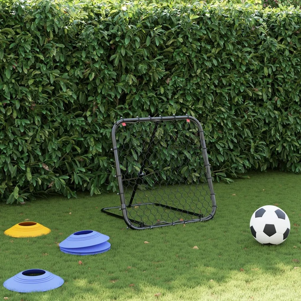 Fotbalový Rebounder Nastavitelný Černý 84 X 73 X 60–80 Cm Ocel Mangovníkové Dřevo (Přírodní)