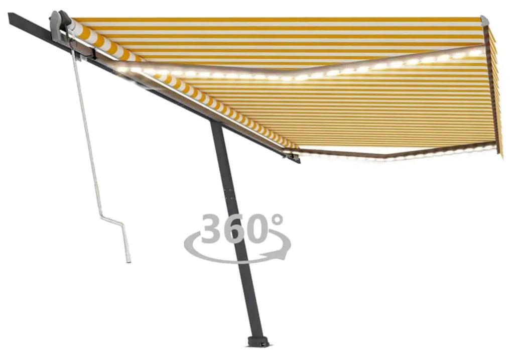 Automatická markýza LED a senzor větru 500 x 300 cm žlutá/bílá,  3069793