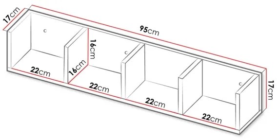 Nástěnná police LOTIKO 17x95 cm bílá