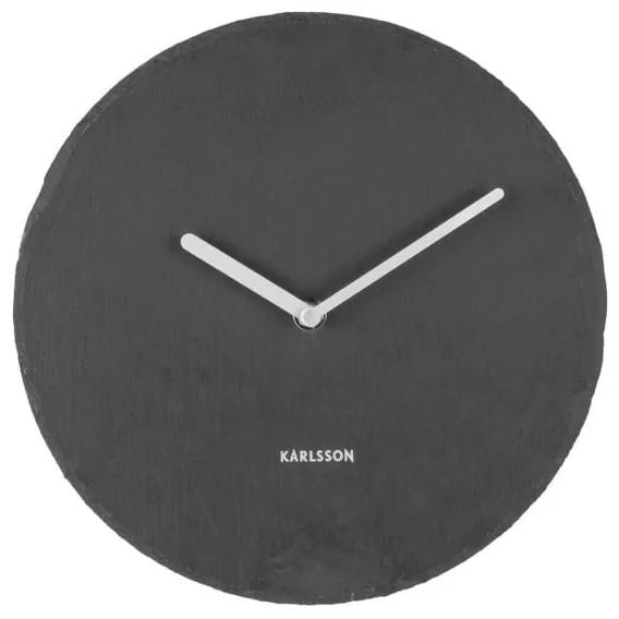Černé nástěnné břidlicové hodiny Karlsson Slate, ⌀ 25 cm